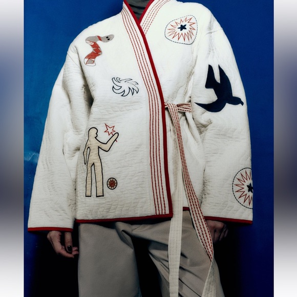 Zara | Jackets & Coats | Zara Embroidered Quilted Kimono | Poshmark